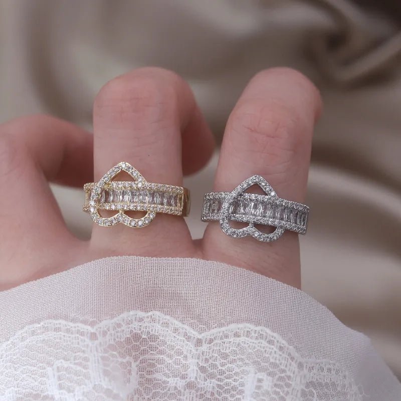 14k Lovers Loop Diamond Heart Ring