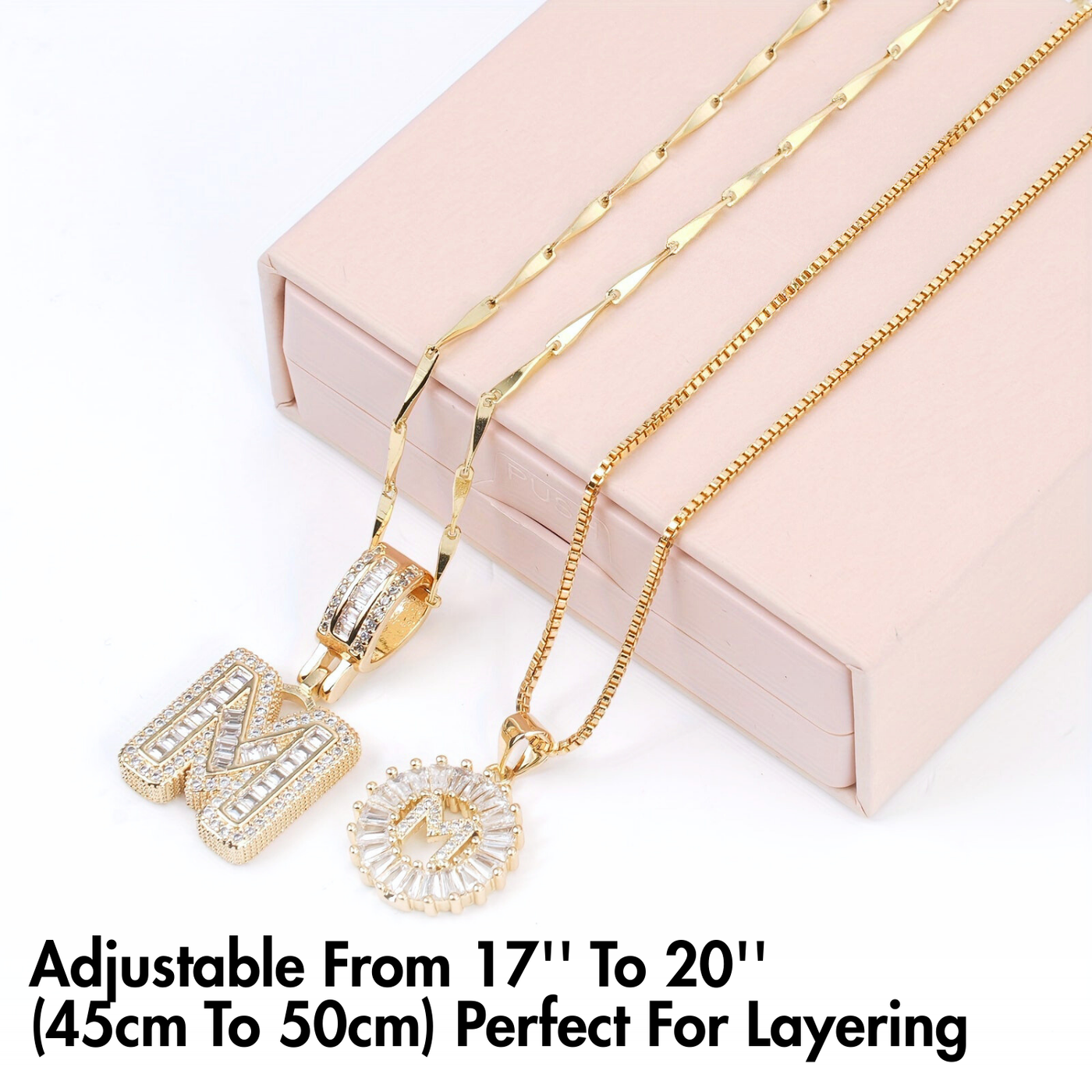 2pc 14k Diamond Letter Initial Necklaces